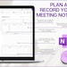 Onenote Meeting Notes Template, Editable Meeting Minutes, Digital ...