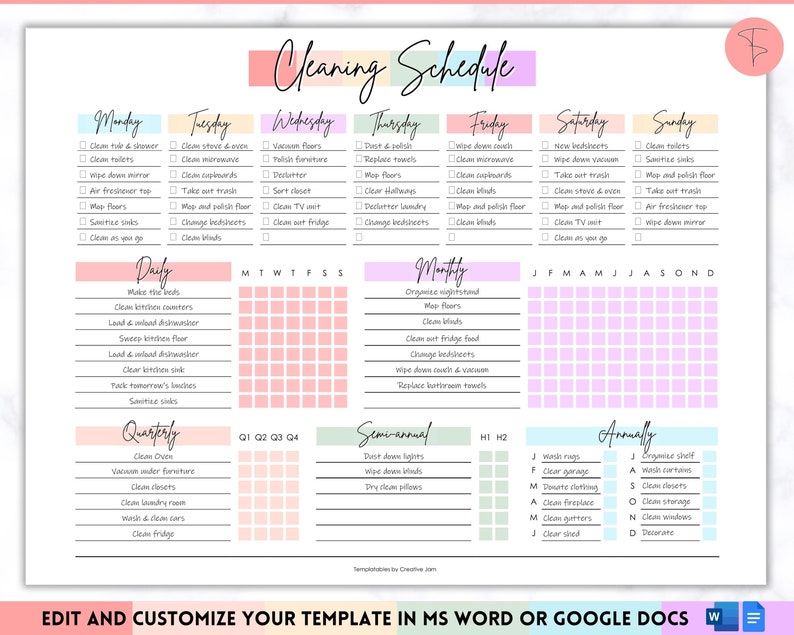 EDITABLE Cleaning Planner Cleaning Checklist Cleaning - Etsy