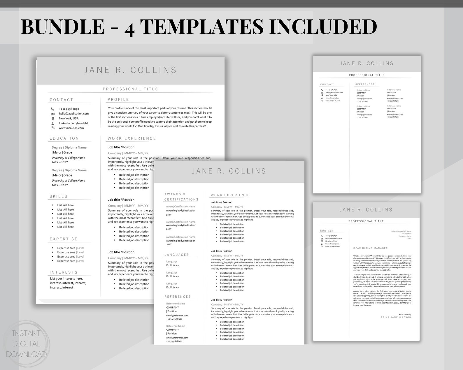 CV TEMPLATE Resume Word. Professional Resume Template. - Etsy UK