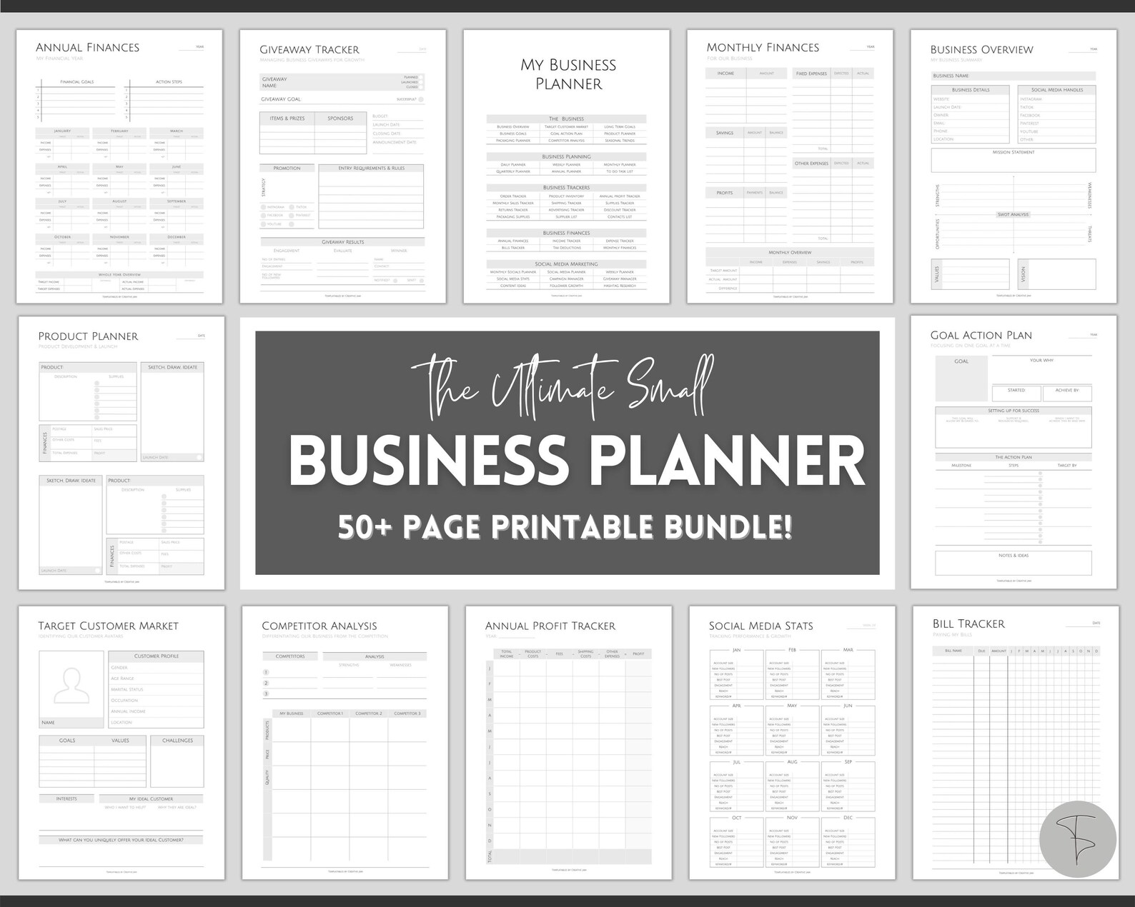 Business Planner Printable BUNDLE, Small Business Planner, Side Hustle ...