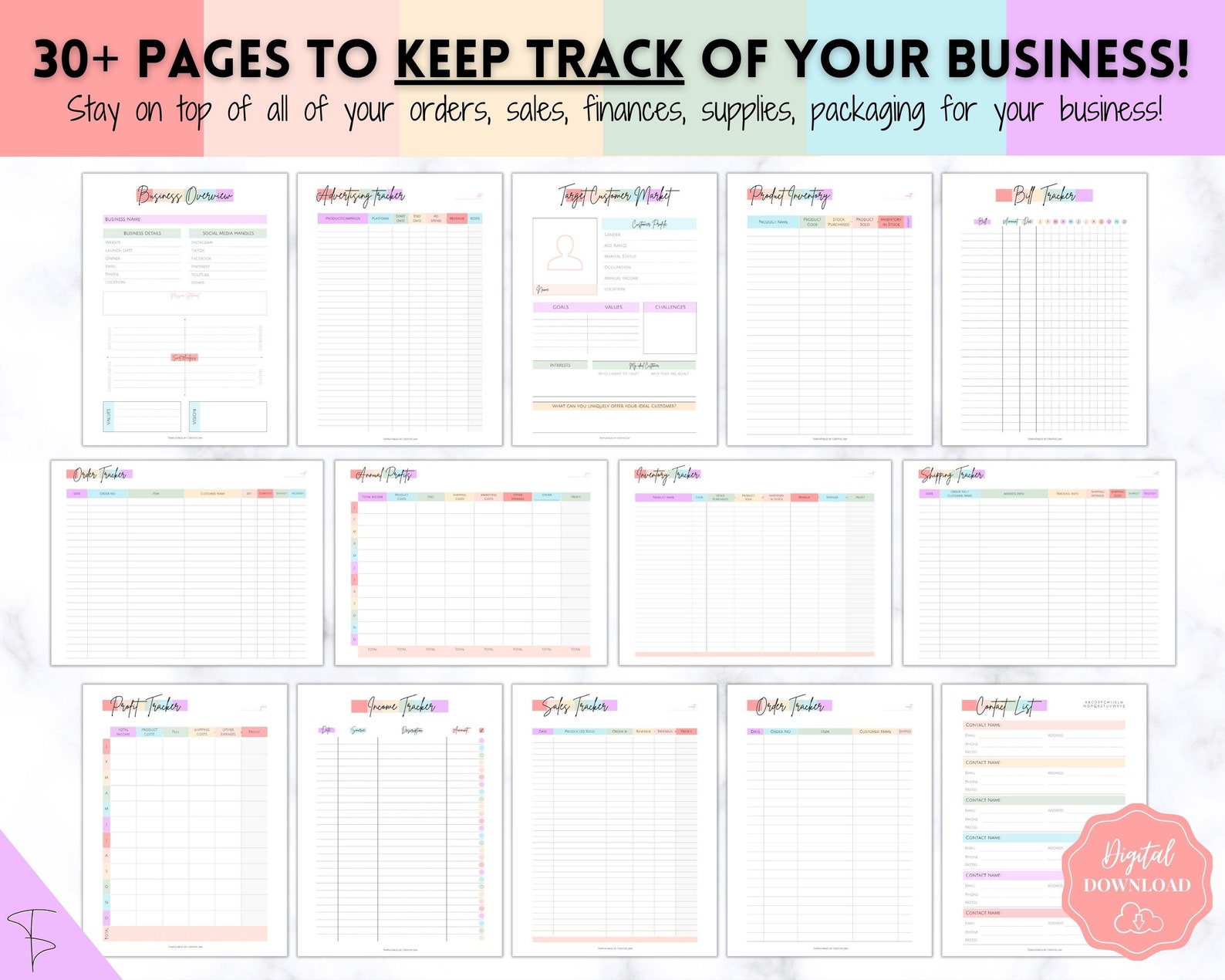 Business TRACKER BUNDLE Order Inventory Income Expenses - Etsy