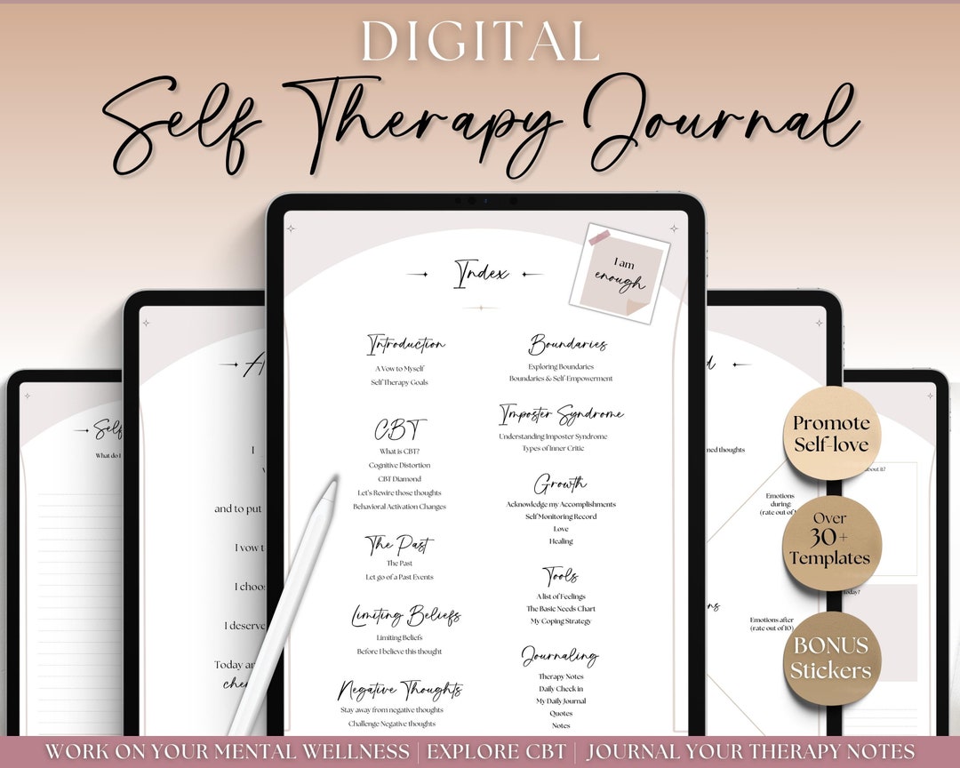 Self Therapy Journal, Digital Self-therapy Workbook, CBT, Guided ...