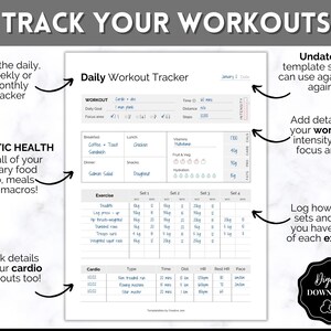Workout Planner, Fitness Journal, Exercise Tracker, Printable Weight ...