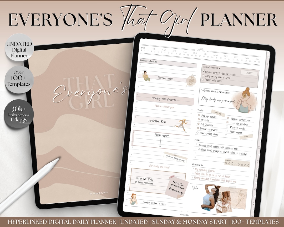 THAT GIRL Planner, UNDATED Digital Planner, Daily, Weekly, Monthly ...