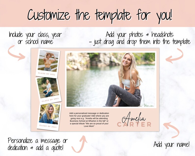 Yearbook AD Template Senior & High School Graduation Grad | Etsy