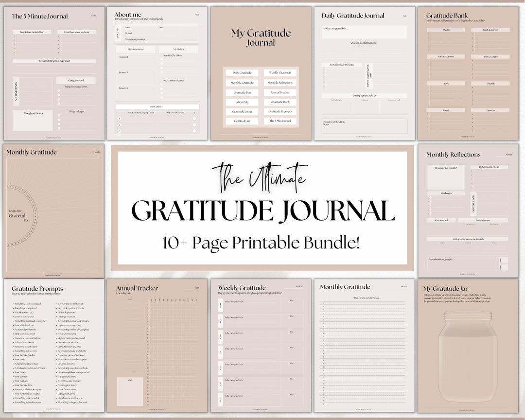 Gratitude Journal Printable BUNDLE! Mindfulness Log, Gratitude Template ...
