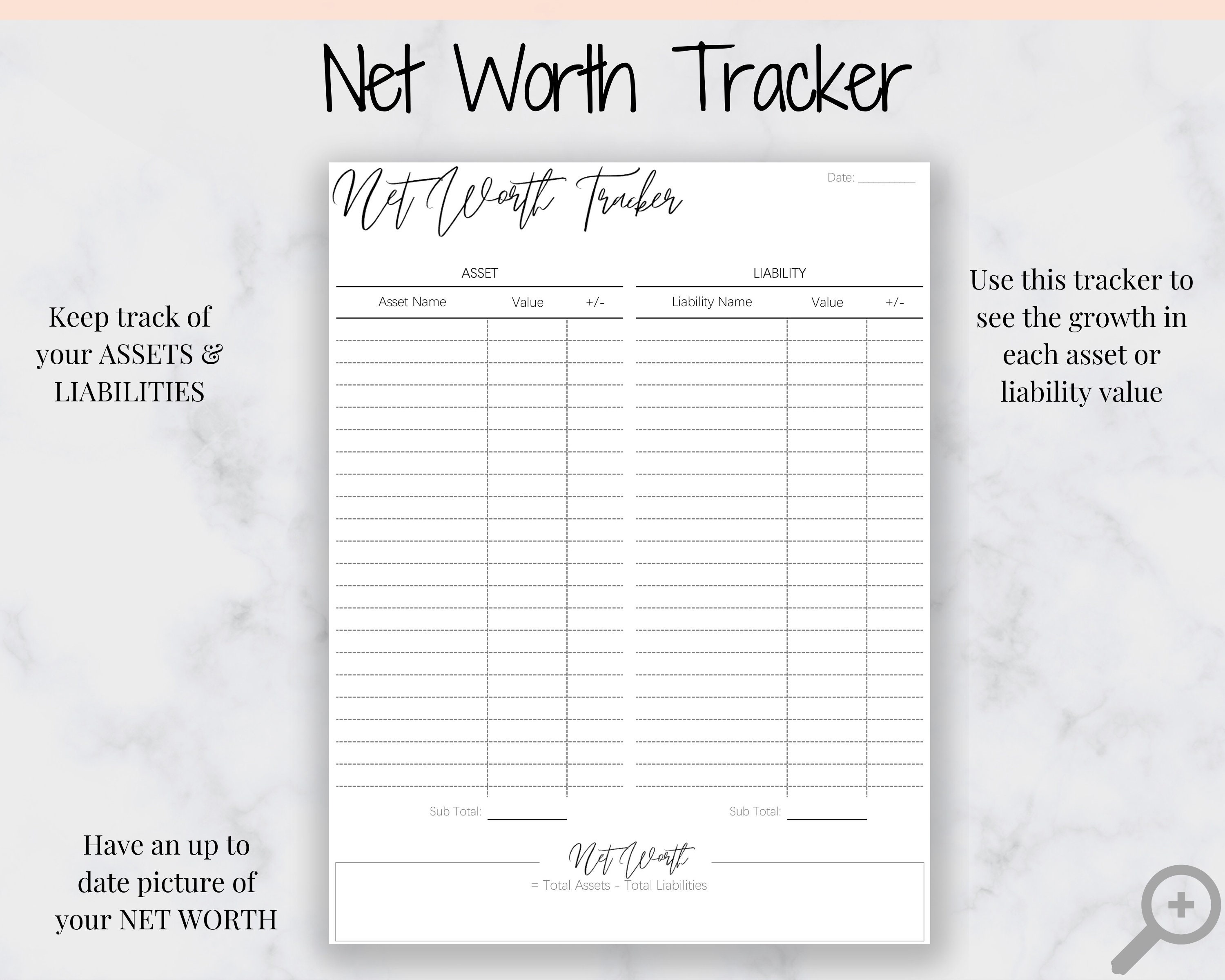 Net Worth Tracker. Budget Planner Printable Template With | Etsy