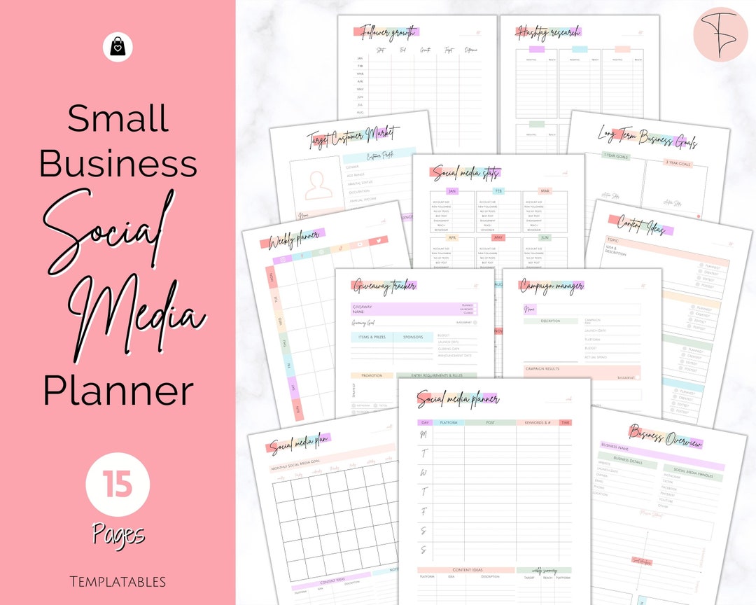 SOCIAL MEDIA Planner for Small Business, Content Planner Printable ...