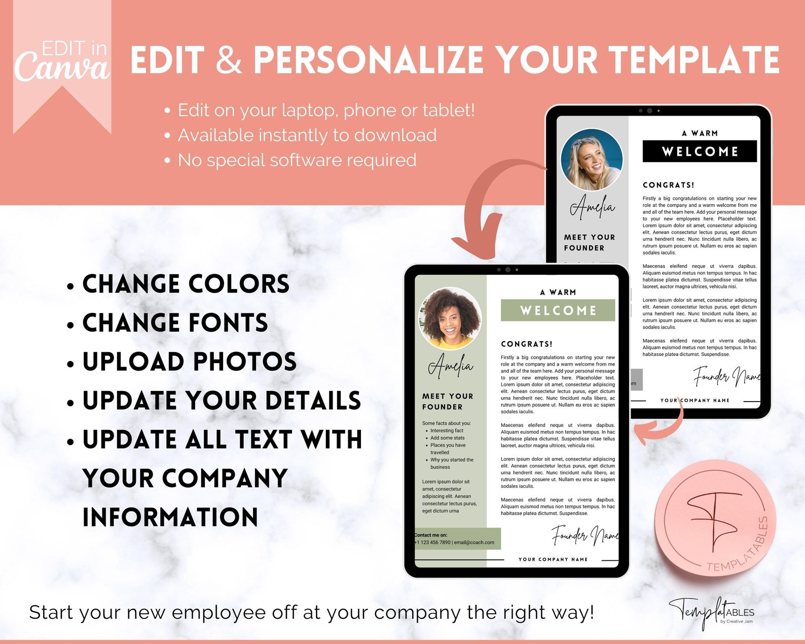 Employee Onboarding Template, New Hire Handbook, Welcome Packet, New ...