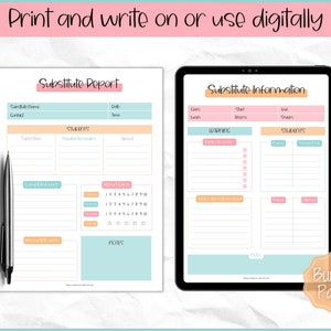 Substitute Teacher Note, Printable Teacher Planner Template, While You ...