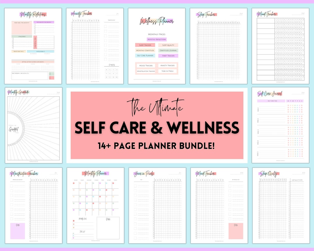 Self Care Journal & Wellness Planner BUNDLE! Printable Selfcare Tracker ...