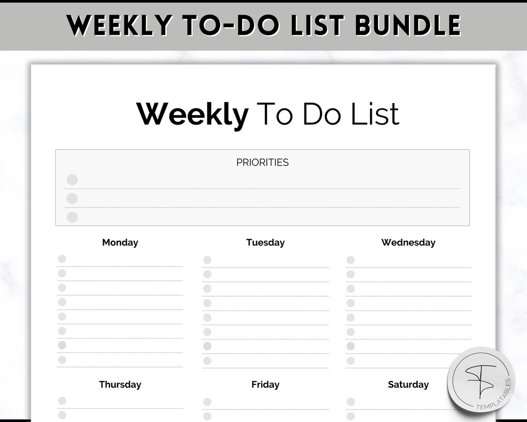 Printable Weekly Schedule, Weekly Planner, to Do List Printable ...
