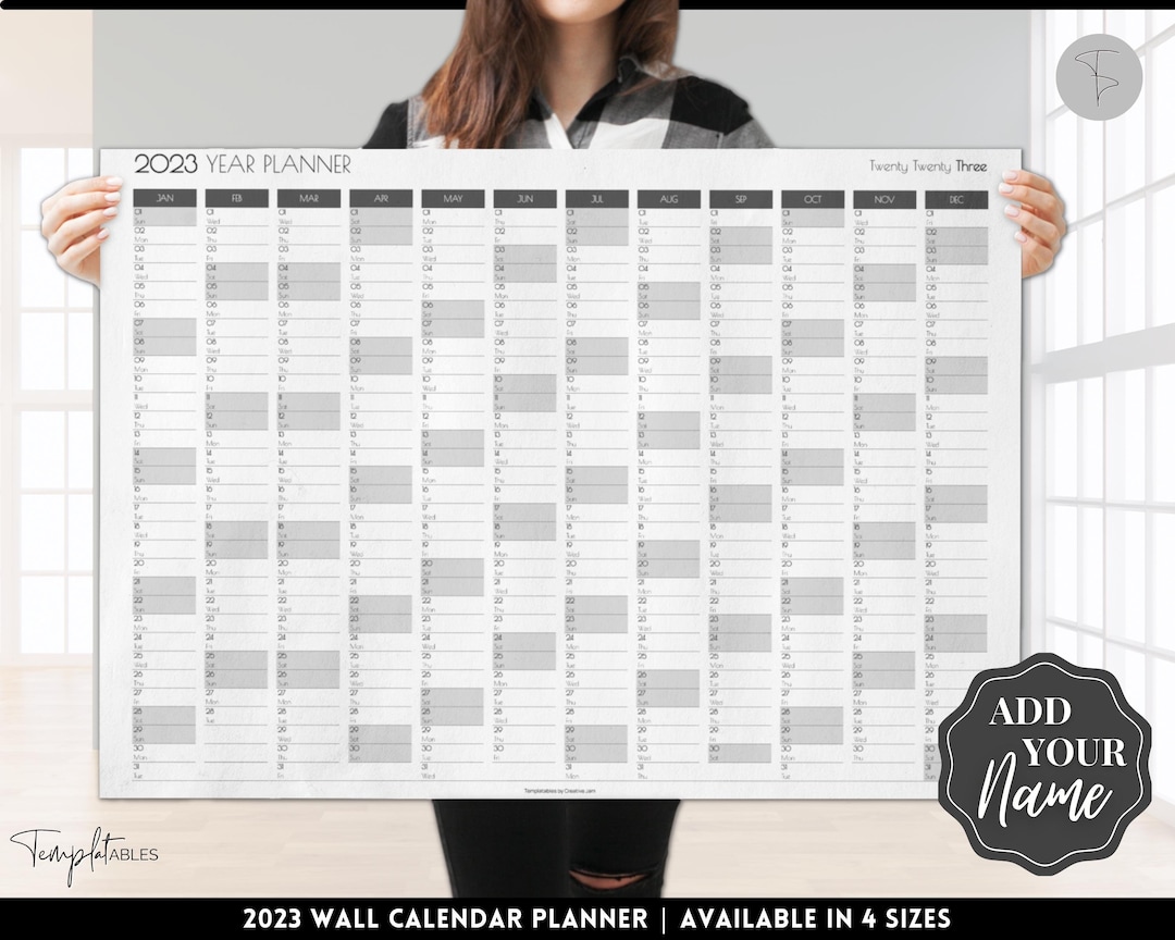Printable 2023 Wall Calendar, Large Yearly Calendar, PERSONALIZE Giant ...