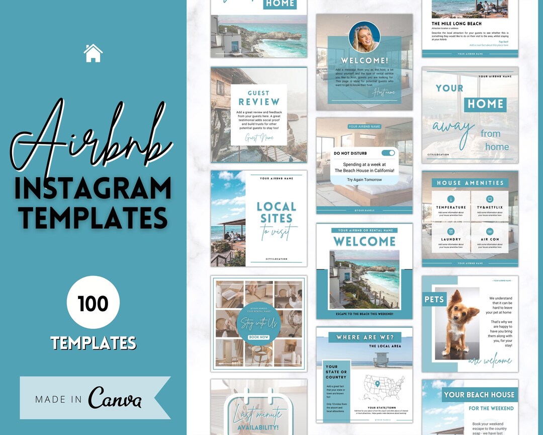 AIRBNB Template for INSTAGRAM! Editable Social Media Posts, Canva, Air ...