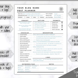 Blog Post Planner Templates! EDITABLE Blogger Bundle! Blog Planner ...