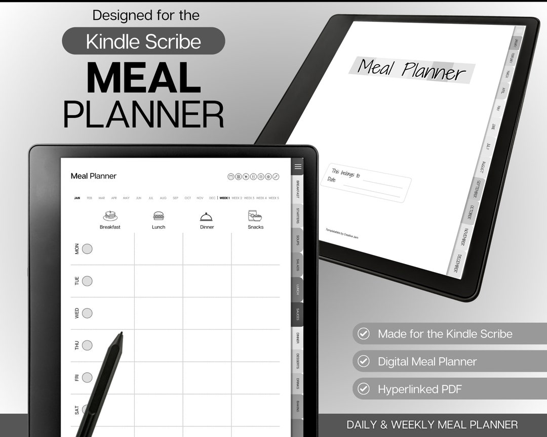 Weekly Meal Planner for Kindle Scribe, Digital Meal Planner, Meal Plan ...