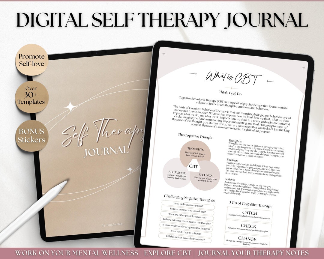 Self Therapy Journal, DIGITAL Self-therapy Workbook, CBT, Guided ...