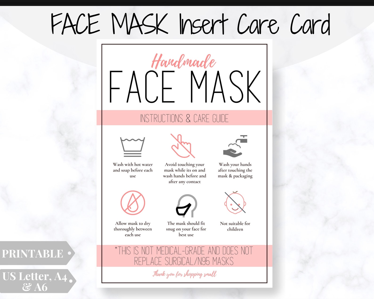 Face Mask LABEL CARE CARD How to Handle Order Card Face Mask - Etsy