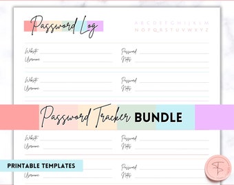 Password Tracker, Printable Password Log & Organizers, Password ...