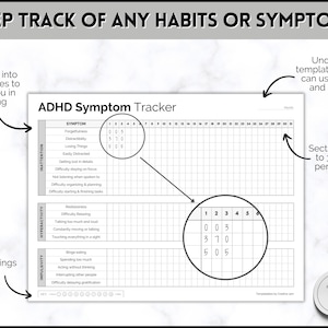 ADHD Symptom Tracker, Behavior & Hygiene Tracker BUNDLE Monthly ...