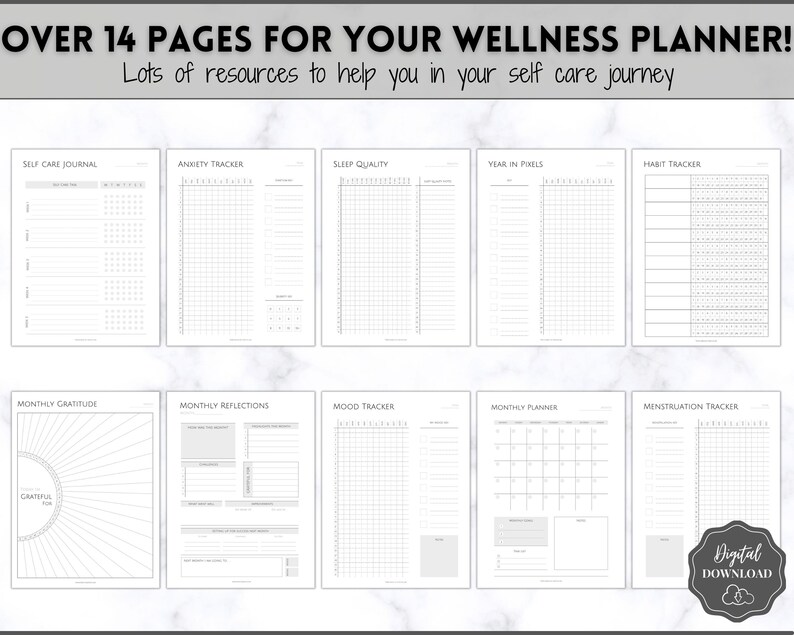 Wellness Planner & Self Care Journal BUNDLE Printable | Etsy