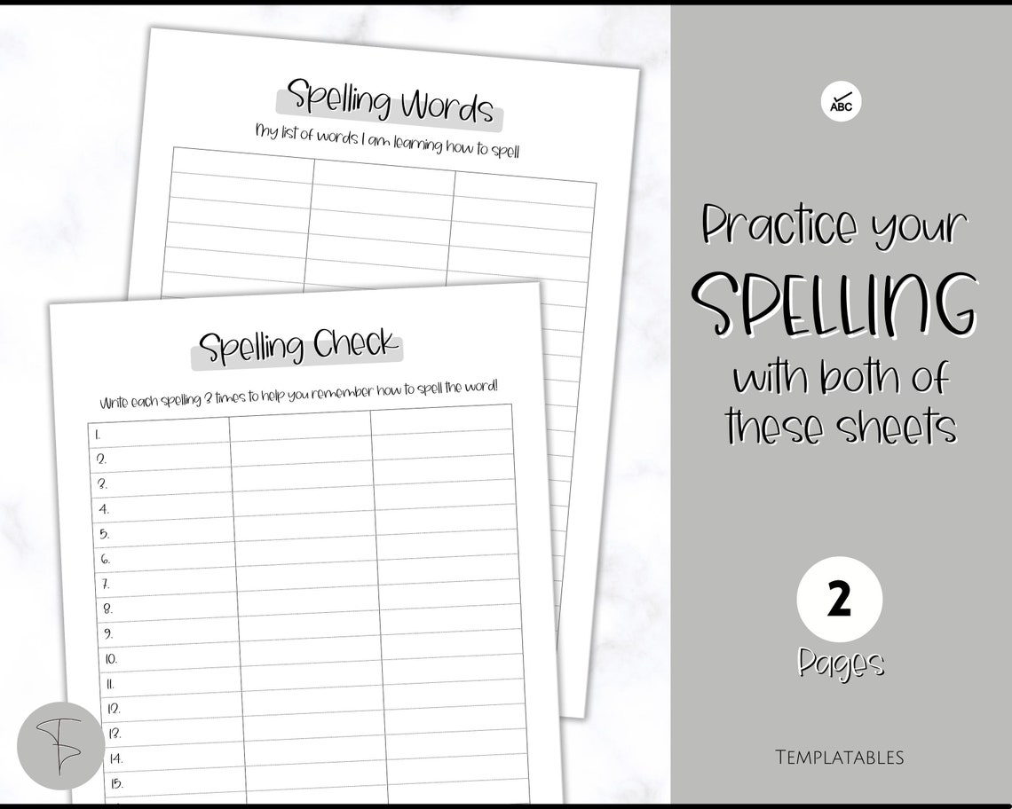 Spelling Practice, Printable Spelling Words Sheets, Sight Word Practice ...