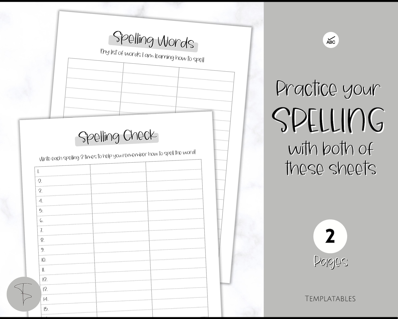 Spelling Words Printable Spelling Practice Sheets Sight Word - Etsy