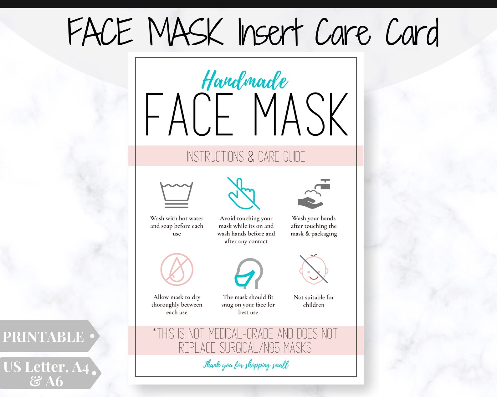 Face Mask LABEL CARE CARD How to Handle Order Card Face Mask - Etsy UK