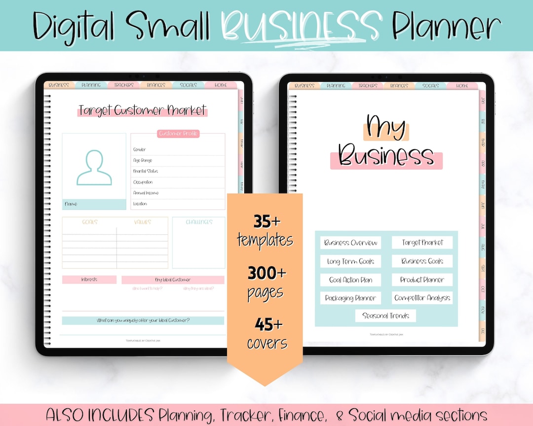 Digital Planner for Small Business, Undated Trackers, Social Media ...