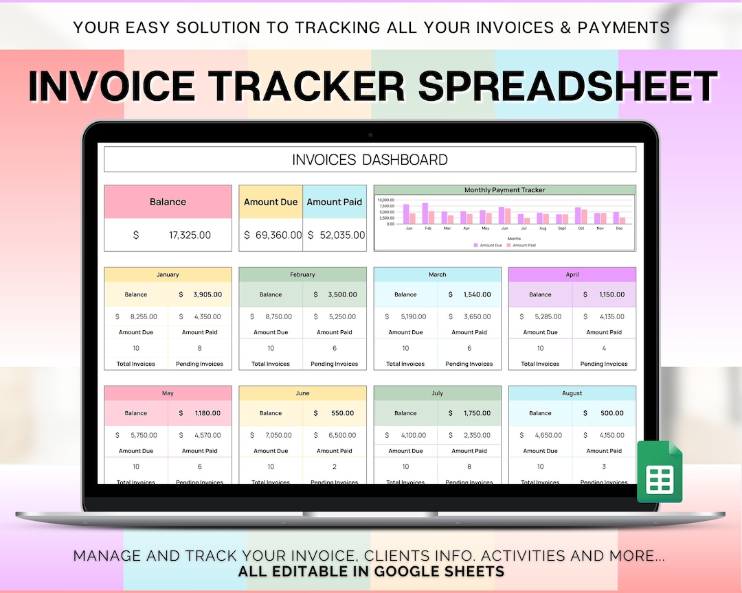 Invoice Tracker Spreadsheet, Small Business Invoice Tracking, Invoice ...