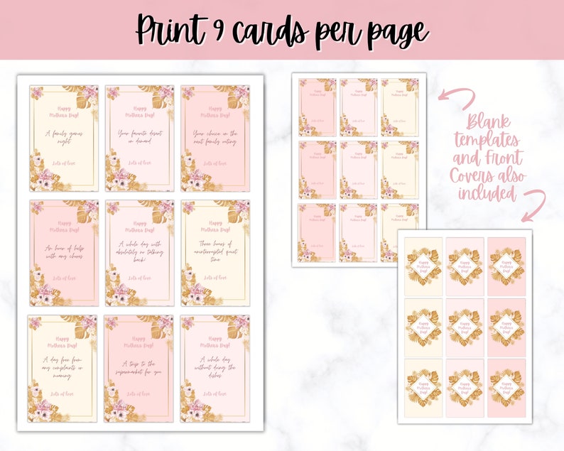 Mothers Day Coupon Cards Perfect Last Minute DIY Gift for Mom - Etsy