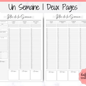 FRENCH Weekly Planner Printable, Français, Hourly Planner, Plan De La ...
