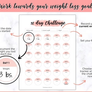 30 Day Weight Loss Tracker, 30 Day Challenge, Weightloss Journal ...