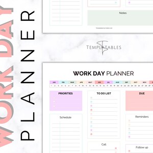 Work Day Organizer, Editable Daily Planner, Work From Home to Do List ...