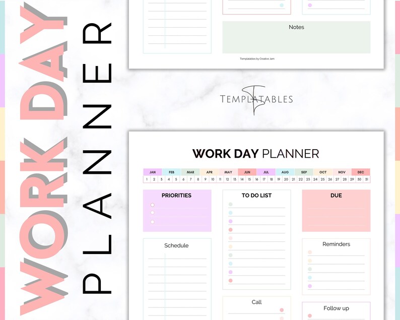 Work Day Organizer Editable Daily Planner Work From Home to - Etsy