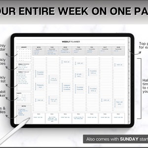 Digital WEEKLY Hourly Planner, 2024 Digital Planner, iPad Planner ...