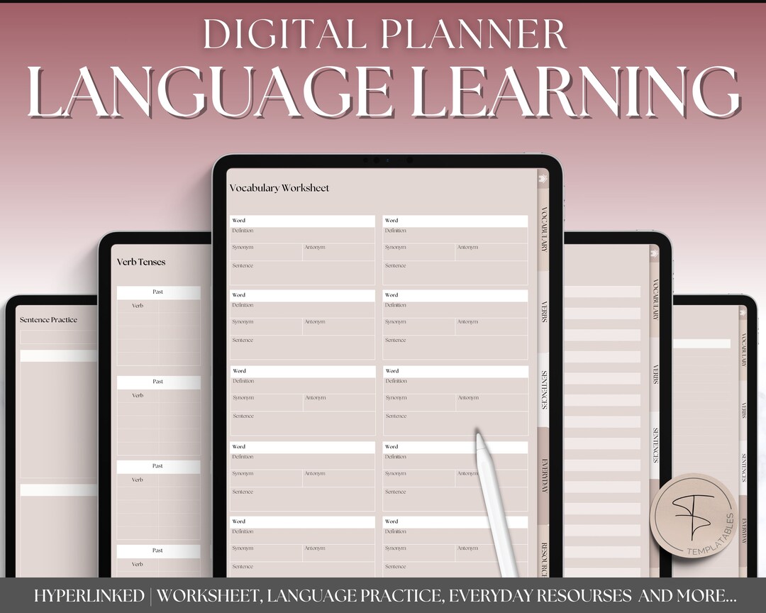 Digital Language Learning Planner, Study Korean, Japanese, Spanish, French, English, Language ...
