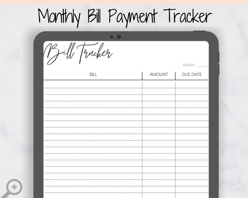 Bill Tracker, Bill Payment Tracker Printable, Bill Organizer, Monthly ...