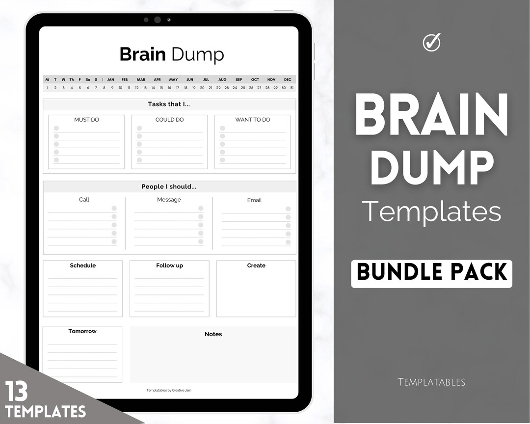 EDITABLE Brain Dump Template BUNDLE, to Do List Printable, ADHD Daily ...