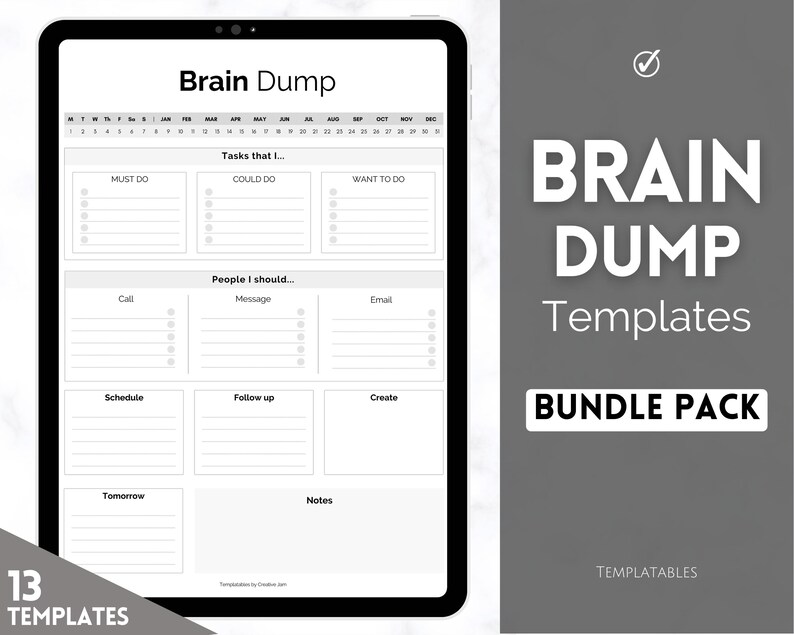EDITABLE Brain Dump Template BUNDLE to Do List Printable - Etsy