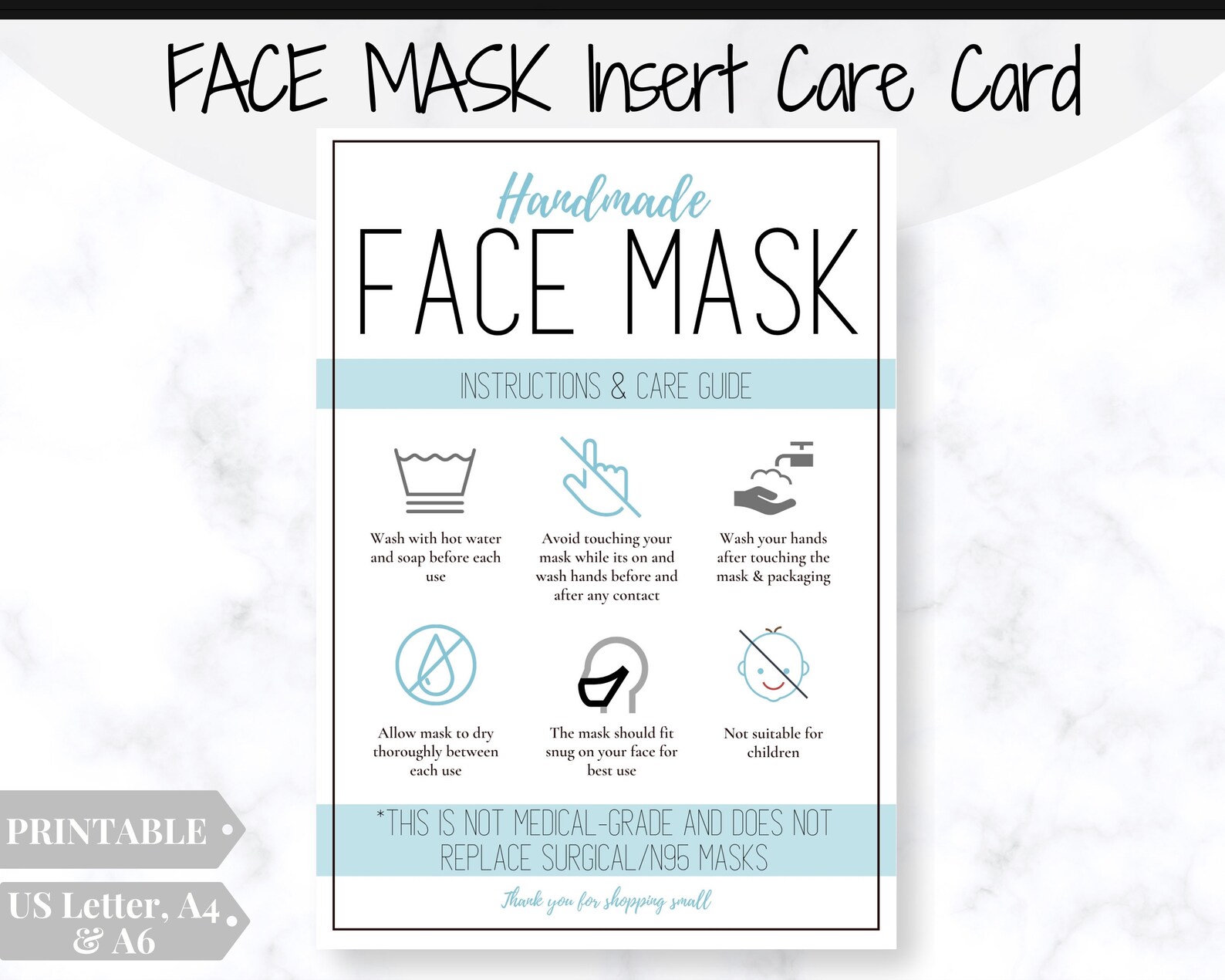 Face Mask LABEL CARE CARD How to Handle Order Card Face Mask - Etsy UK
