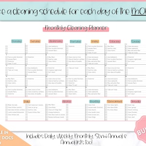 COLORFUL Cleaning Schedule, EDITABLE Cleaning Checklist, Cleaning ...