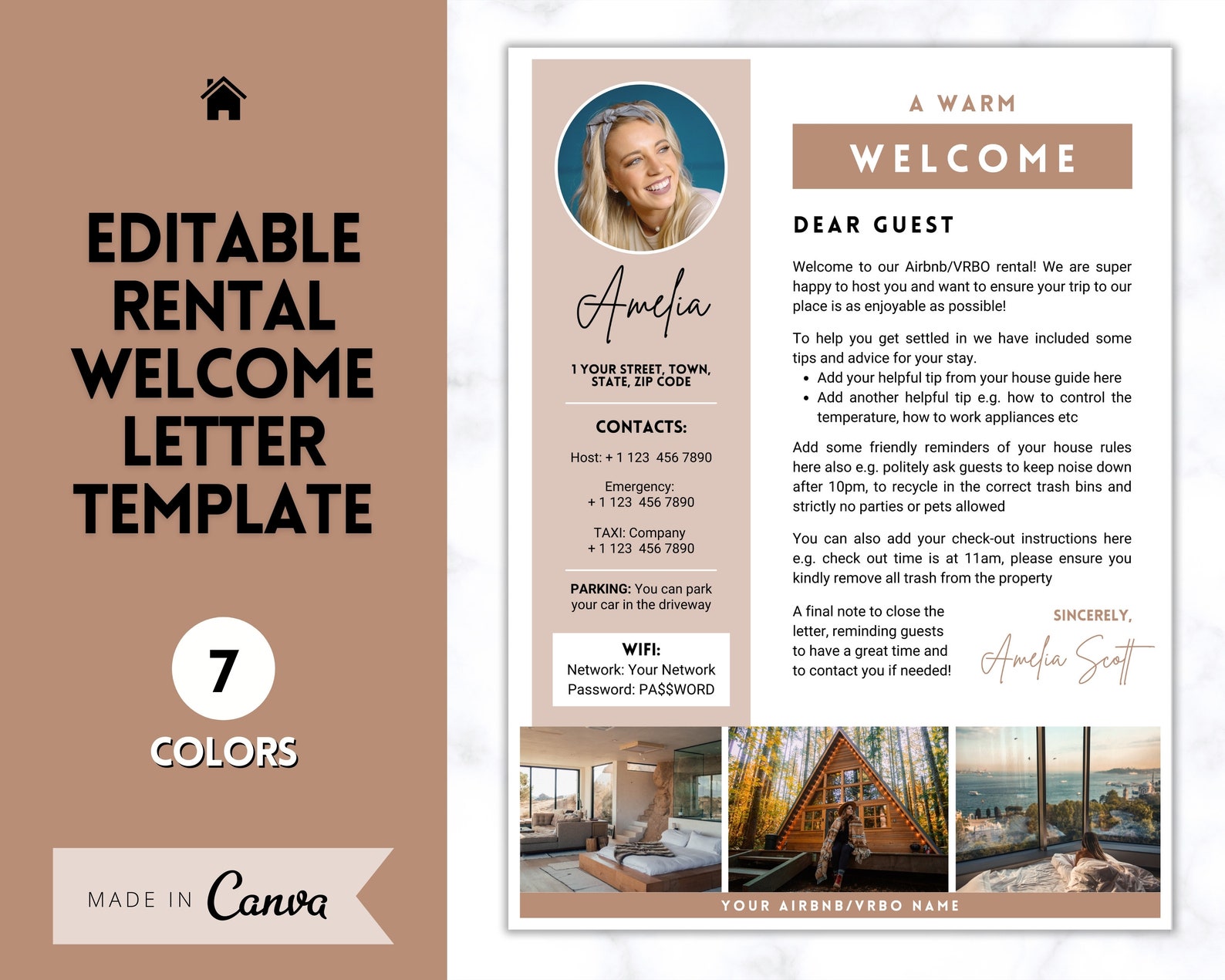 Welcome LETTER Template Airbnb & VRBO Editable Canva Air Bnb - Etsy