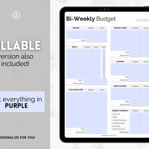 EDITABLE Biweekly Budget Planner, Bi-weekly Template, PDF Printable ...
