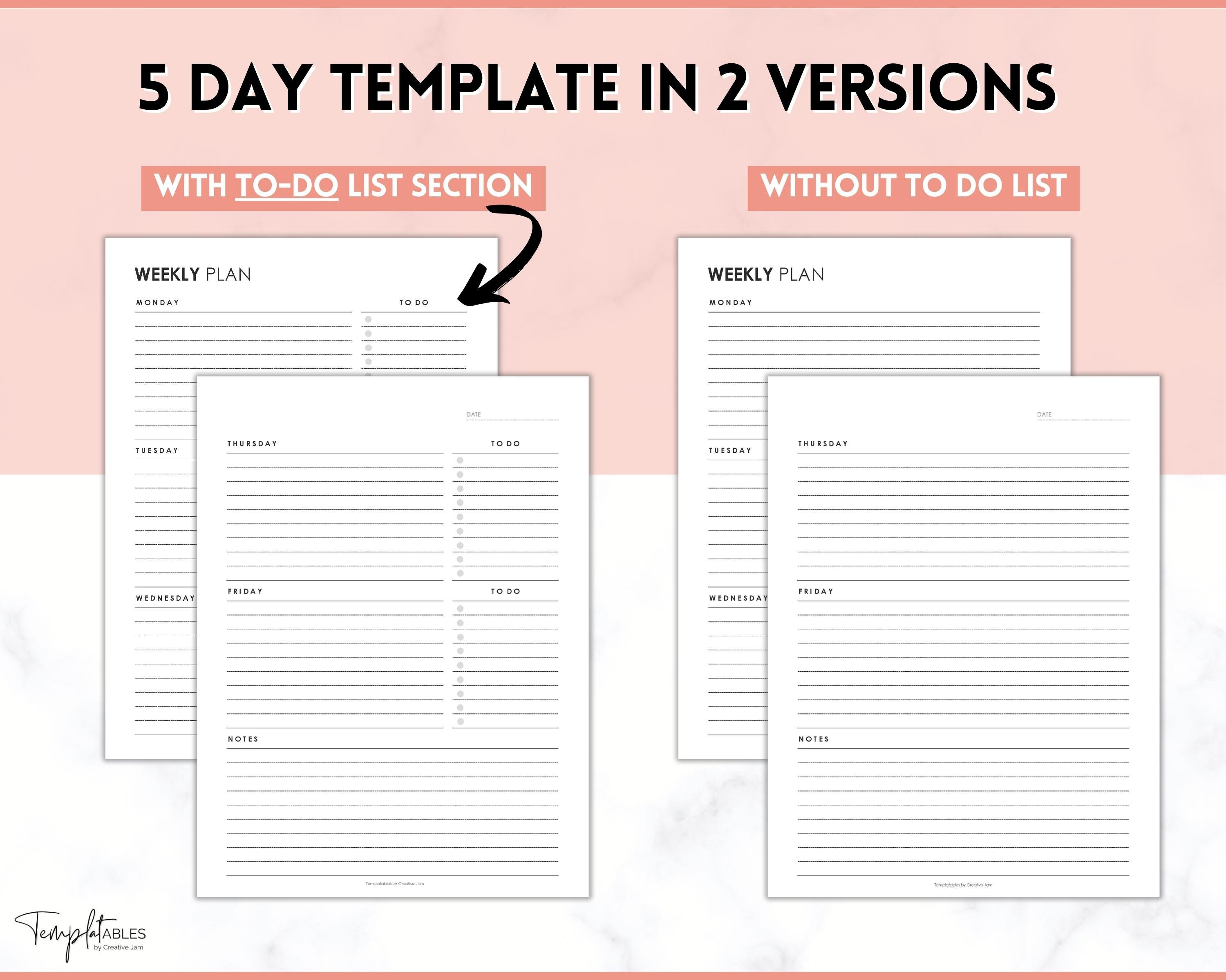 EDITABLE Weekly Schedule Weekly Planner to Do List - Etsy Canada