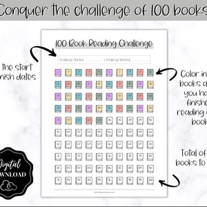 100 Book Challenge Printable, Reading Challenge BUNDLE, 100 Books, Kids ...