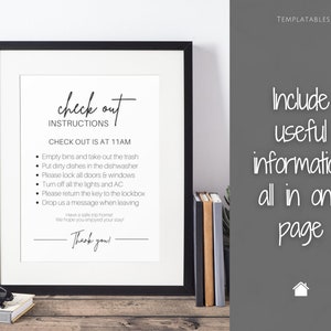 Airbnb Check Out Sign! Editable Checklist Template, House Rules, Airbnb ...