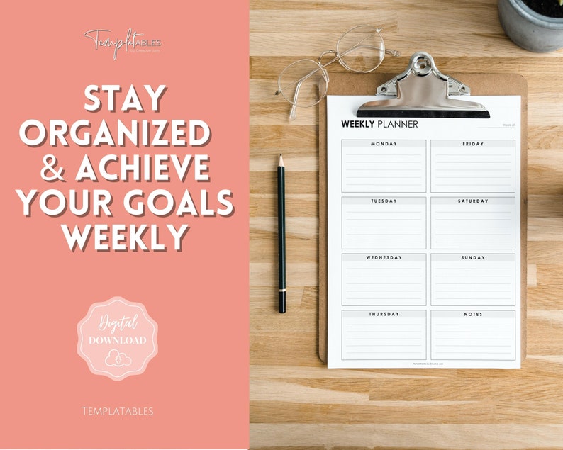 Printable Weekly Planner Template BUNDLE Week at a Glance - Etsy