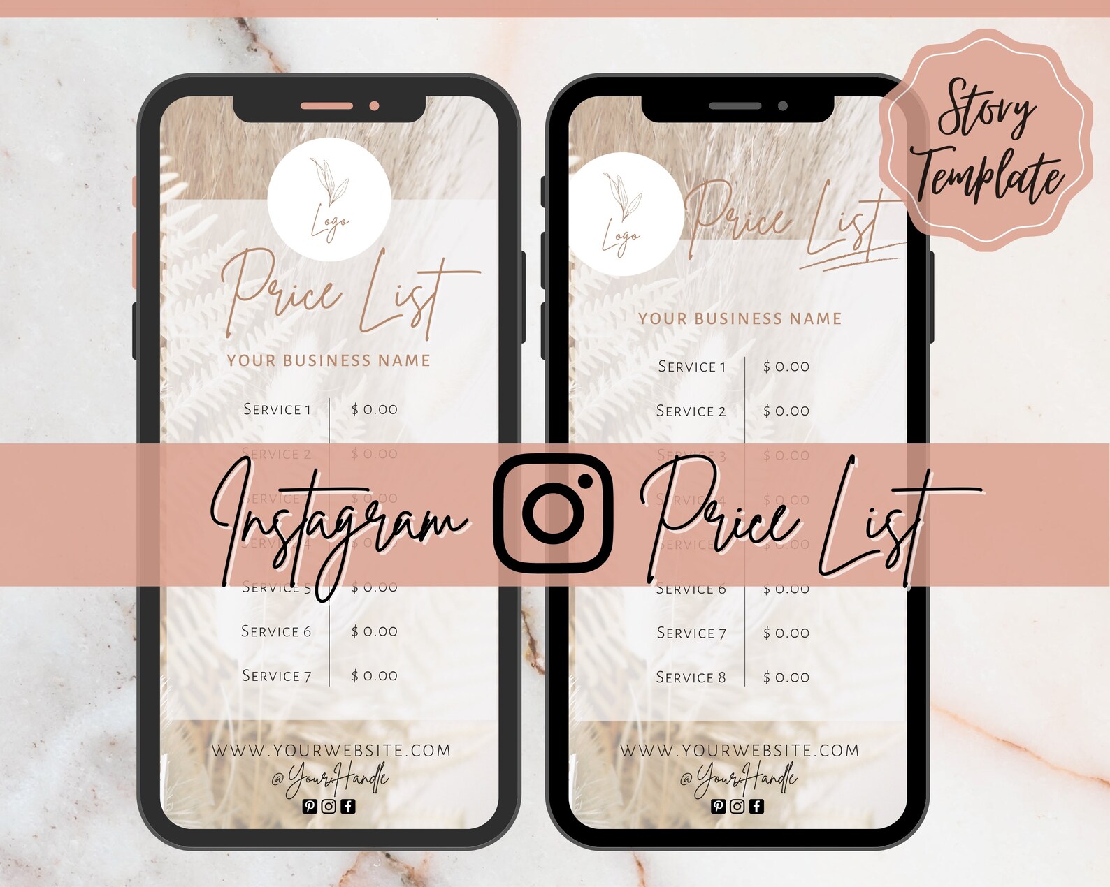 PRICE LIST Template Instagram Story Canva Price List Template | Etsy
