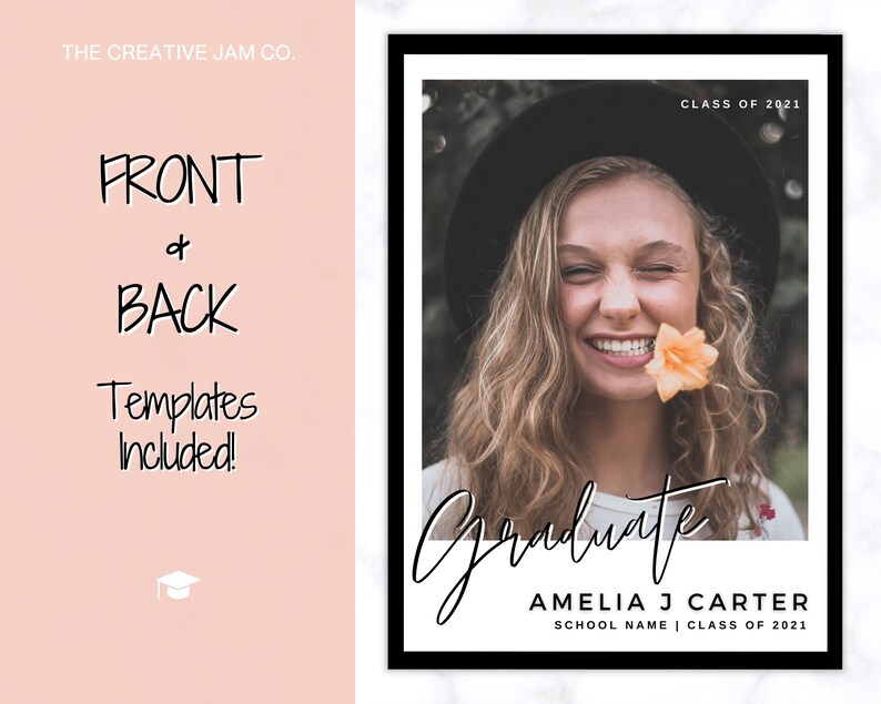 Grad Announcement Card Template Senior & High School - Etsy